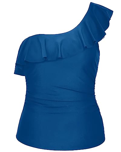 One Shoulder Tankini Tops Ruffle Swim Tops – Yonique
