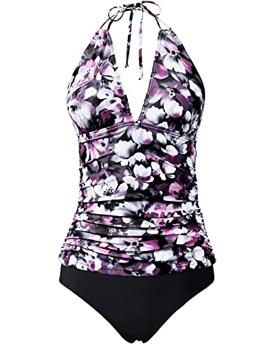 Plus Size Halter V Neck Tankini Two Piece Bathing Suit – Yonique