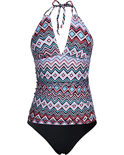 Plus Size Double Strap Two Piece Deep V-Neck Tankini – Yonique