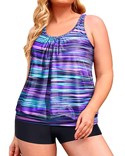 Trendy Plus Size Tankini Sets Women's Swimwear with Blouson Tankini To ...