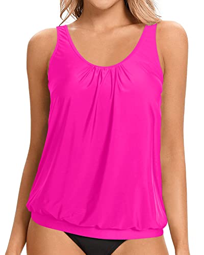 Soft Padded Tankini Swim Top Bra Support For Women-Neon Pink – Yonique