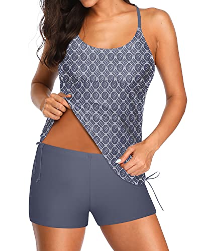Soft Padded Tankini Chic Side Tie Tank Top For Women-Grey Tribal – Yonique