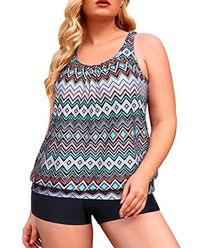 Blouson Tankini Tops Swim Shorts Sport Tankini Swimsuits For Women-Bla ...